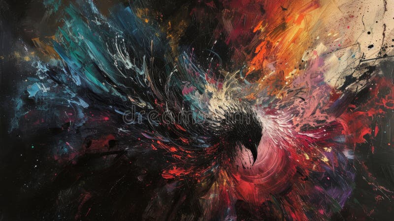 Abstract Bird Emerging from Vibrant Explosion of Colors Stock Image ...