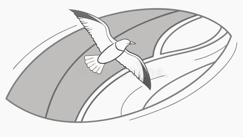 Abstract Bird in Flight Over Wavy Lines, Symbolizing Freedom Vector ...