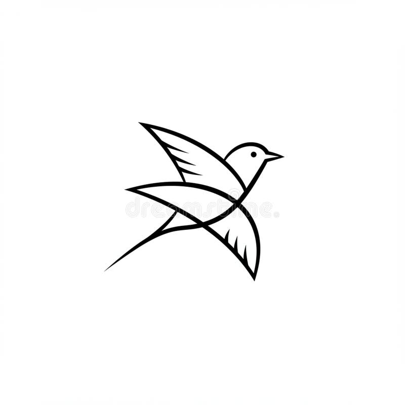 Abstract Bird Illustration Featuring Bold, Smooth Black Lines Forming a ...