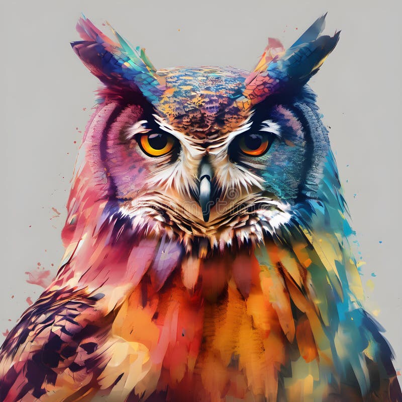 Abstract bird Owl portrait stock illustration. Illustration of paint ...