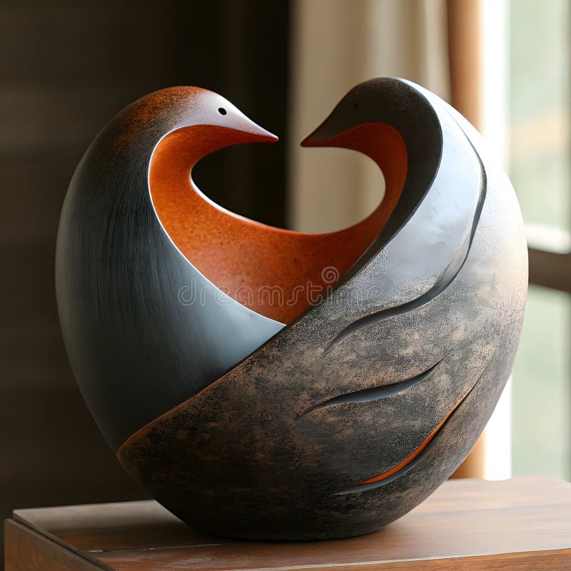 Abstract Bird Sculpture Pair Stock Illustration - Illustration of home ...