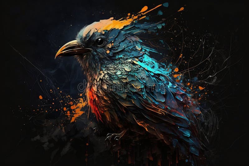 Abstract Bird Silhouette on a Dark Background, Generative Ai Stock ...