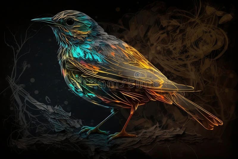 Abstract Bird Silhouette on a Dark Background, Generative Ai Stock ...