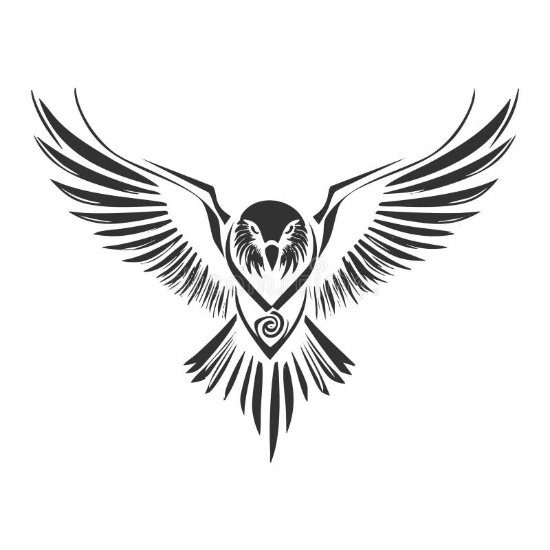 Abstract Bird Tattoo Design with Spread Wings and Tribal Elements ...