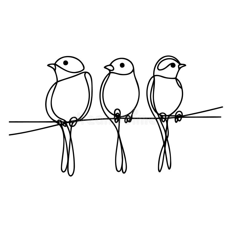 Abstract Birds on Branches Continuous One Line Drawing. Birds on Branch ...