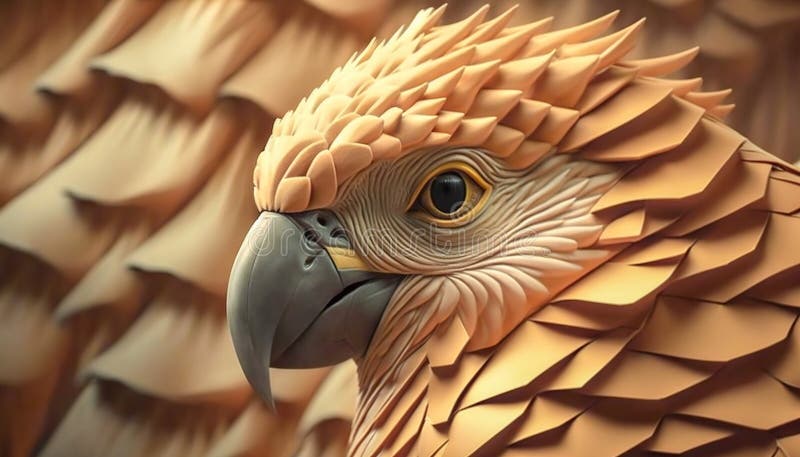 Abstract Birds, Parrot Head Made of Wrinkled Paper Texture, Generative ...
