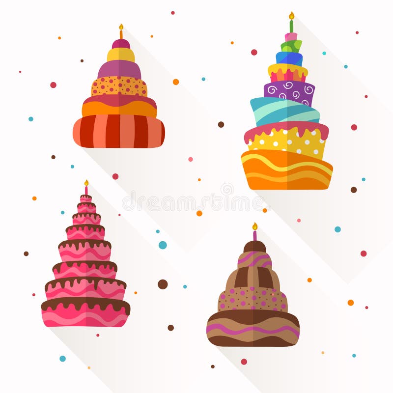 Abstract Birthday Cakes stock illustration. Illustration of holiday ...