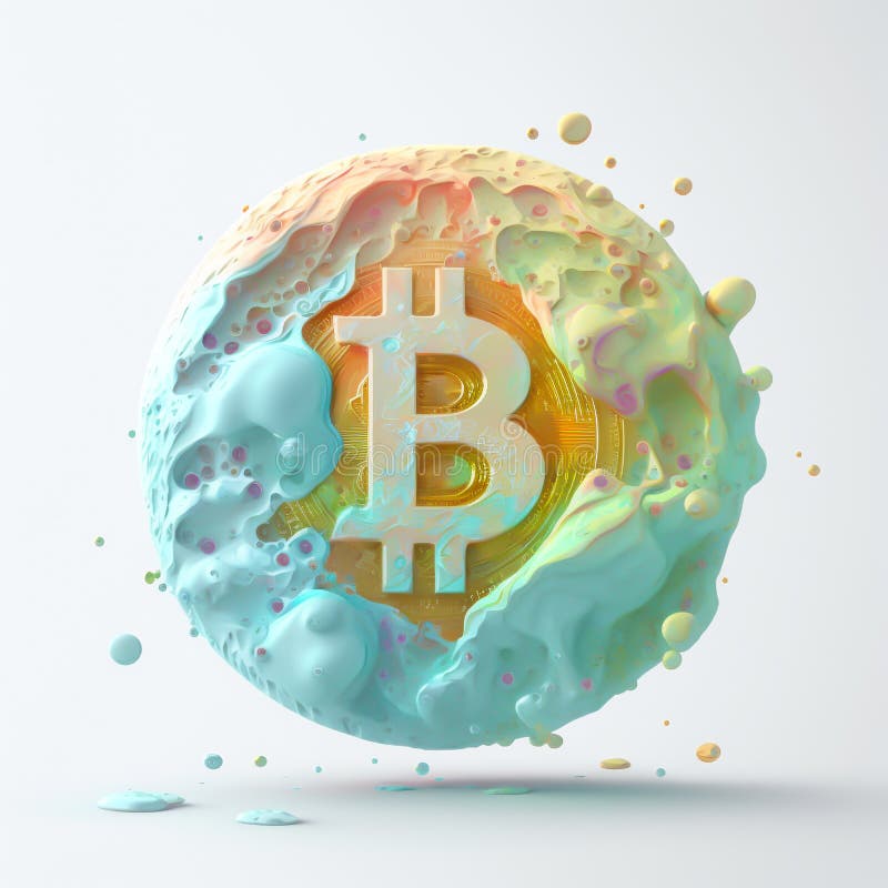 Abstract Bitcoin in Mint, Blue, Beige. AI Generated Stock Illustration ...