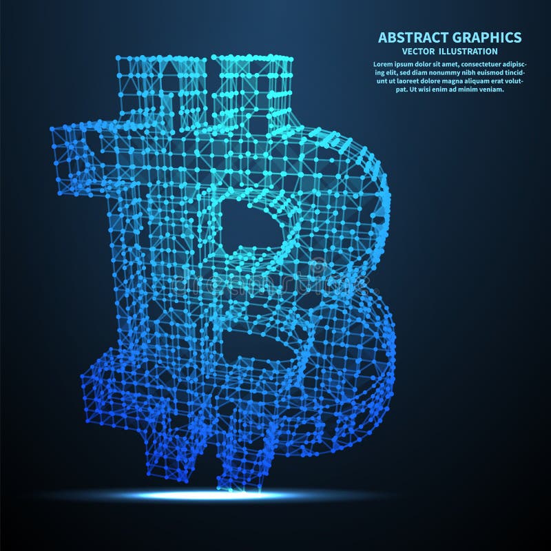 Abstract Bitcoin Sign, Vector Illustration. Network Connections with ...