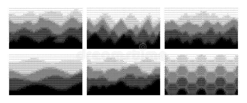 Abstract Bitmap Dithering Layered Backgrounds. Forest, Waves, Honeycomb ...