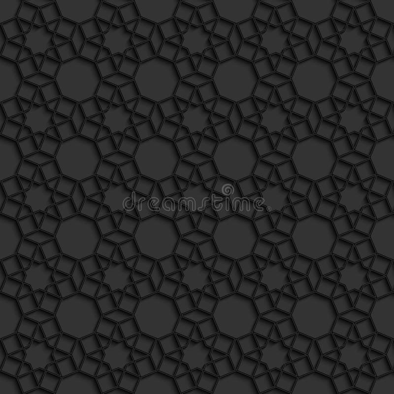 Abstract Black Arabic Art Seamless Pattern with Shadow Effect. Stock ...