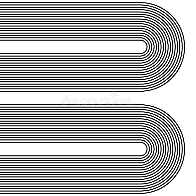 Abstract Black Arc Lines on White Background, Linear Swirls Path Vector ...