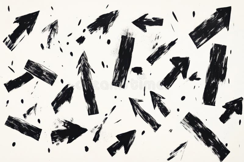 Abstract Black Arrow Patterns on White Background for Creative Use ...