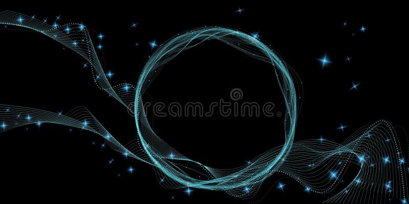 Abstract Black Background with Blue Light Trails and Sparkling Stars ...