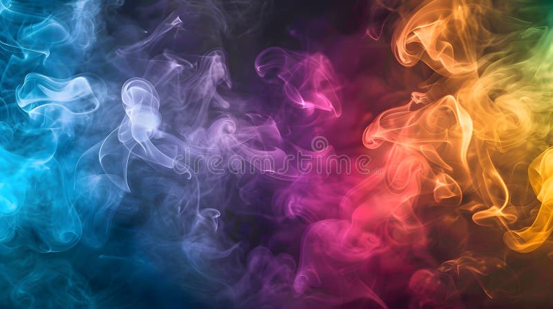 Abstract Black Background with Bright Colored Smoke. Stock Illustration ...