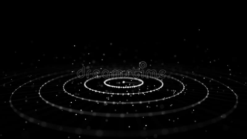 Abstract Black Background of Circular Flow of Particles. Digital ...