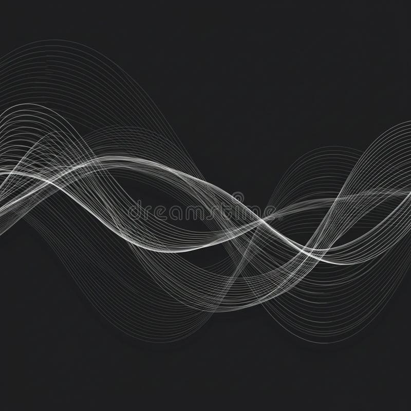 Abstract Black Background Featuring Interweaving, Translucent White ...