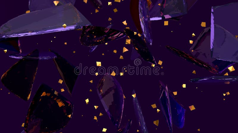 Abstract Black Background with Glass Shards and Glitter. 3d ...