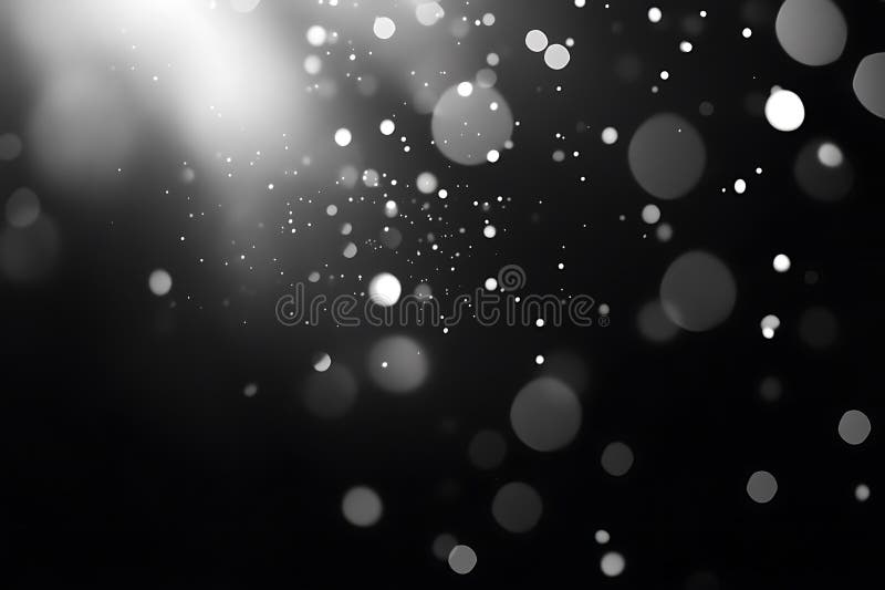 Abstract Black Background with Glowing White Particles and Light Rays ...