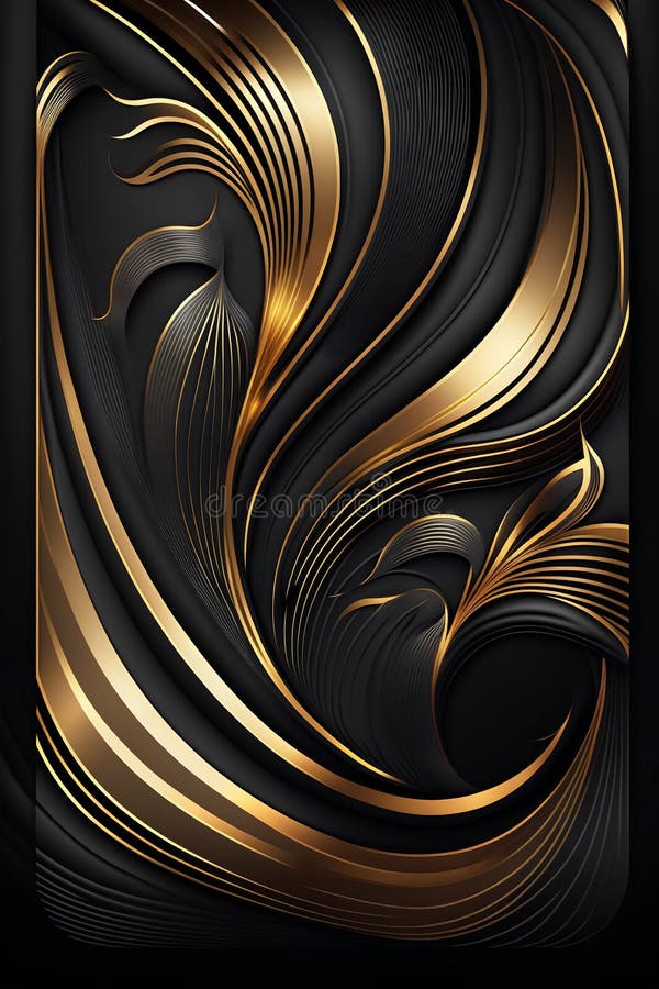 Abstract Black Background with Golden Waves. Vector Illustration. Eps ...