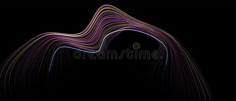 Abstract Black Background with Multi Colored Lines. Stock Illustration ...