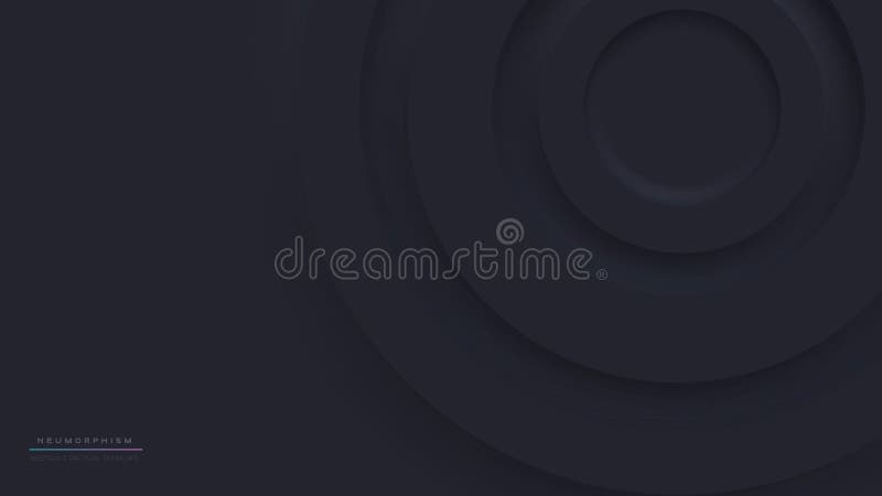 Abstract Black Background with Neumorphic Circles. Round Geometric ...