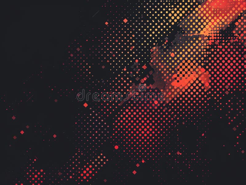 Abstract Black Background with Red and Orange Dotted Pattern and ...