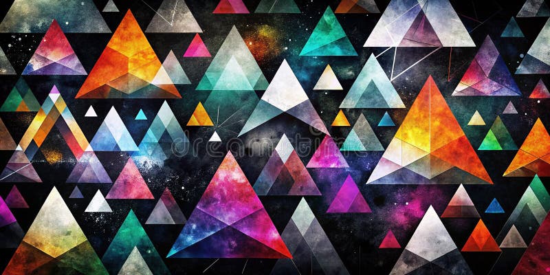 Abstract Black Background with Transparent White Triangle Layers a ...