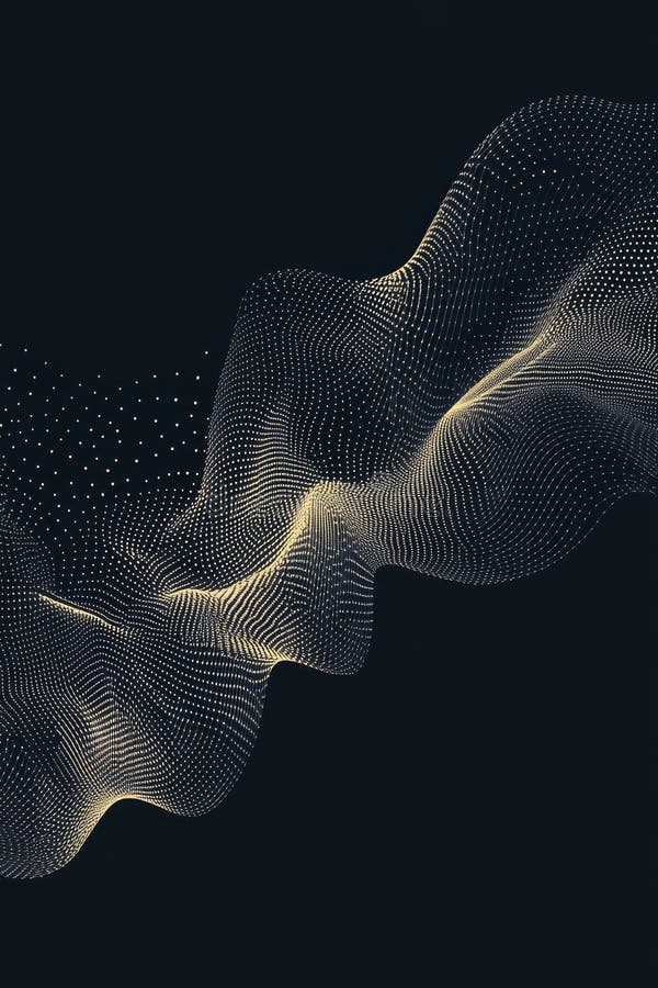Abstract Black Background with Wavy Lines and Delicate Golden Mesh ...