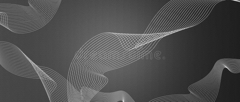 Abstract Black Background with White Contour Lines Technology Concept ...