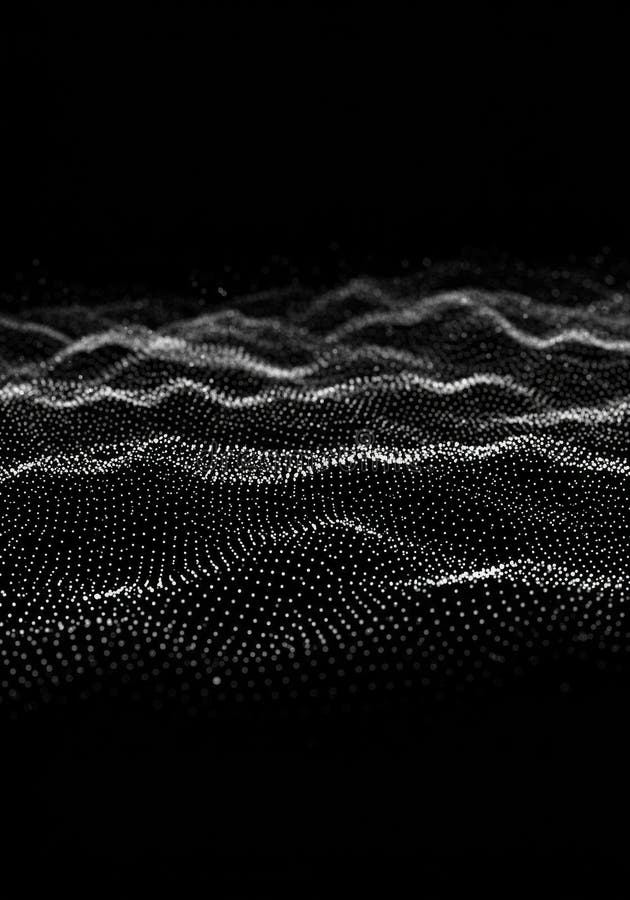 Abstract Black Background with White Particle Waves Stock Illustration ...