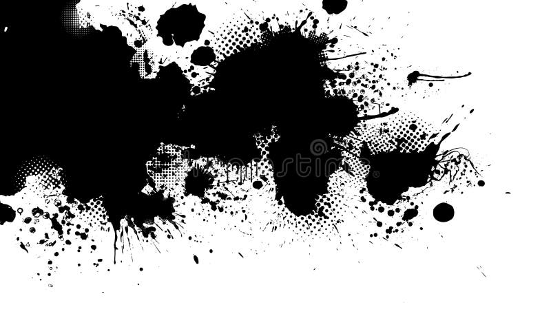 Abstract Black Blot Object. Background with Ink Splashes. Hand Drawing ...