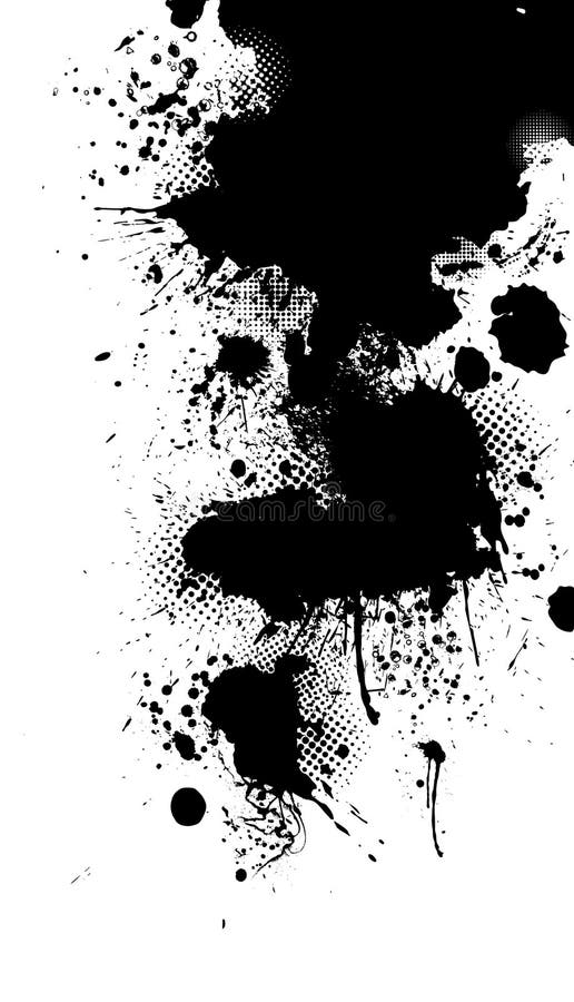 Abstract Black Blot Object. Background with Ink Splashes. Hand Drawing ...