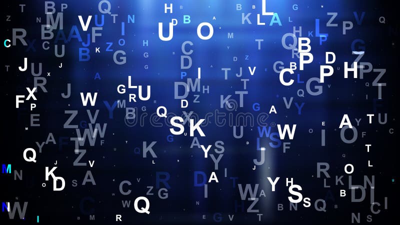 Abstract Black and Blue Random Alphabet Background Stock Illustration ...