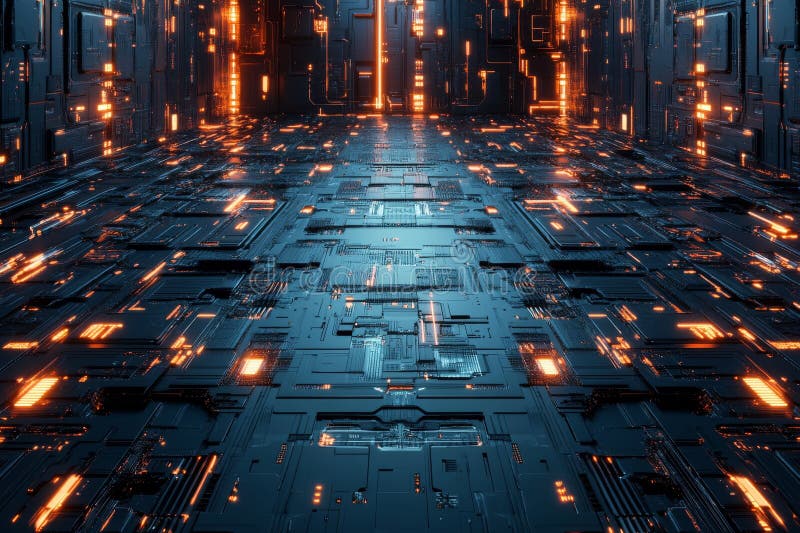 Abstract Black Border Surrounding a Futuristic High Tech Background ...