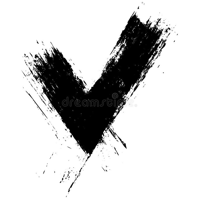 Abstract Black Brush Stroke Check Mark on a White Background ...
