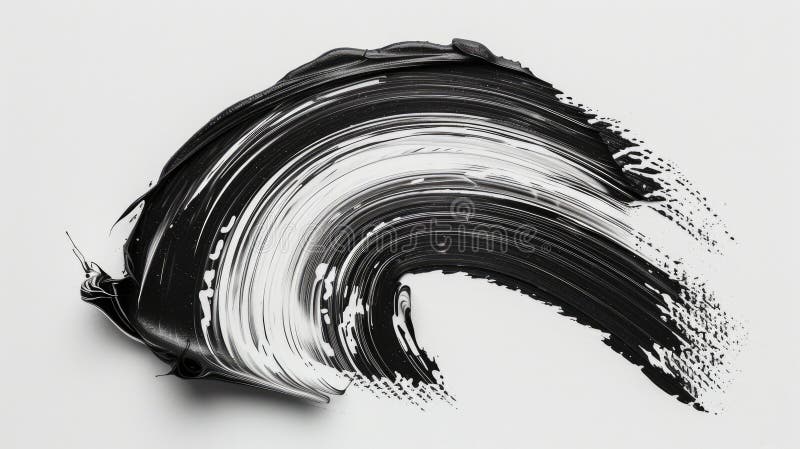 Abstract Black Brushstroke on Textured White Background Featuring a ...