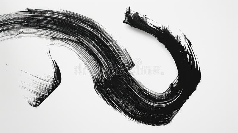 Abstract Black Brushstroke on Textured White Background Featuring a ...