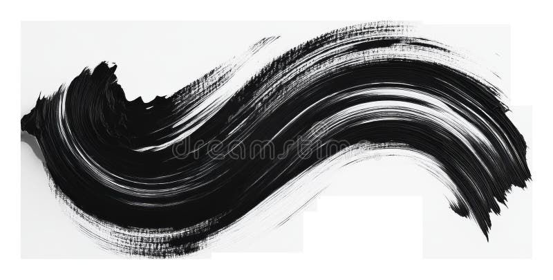 Abstract Black Brushstroke on Transparent Background, Art and Design ...
