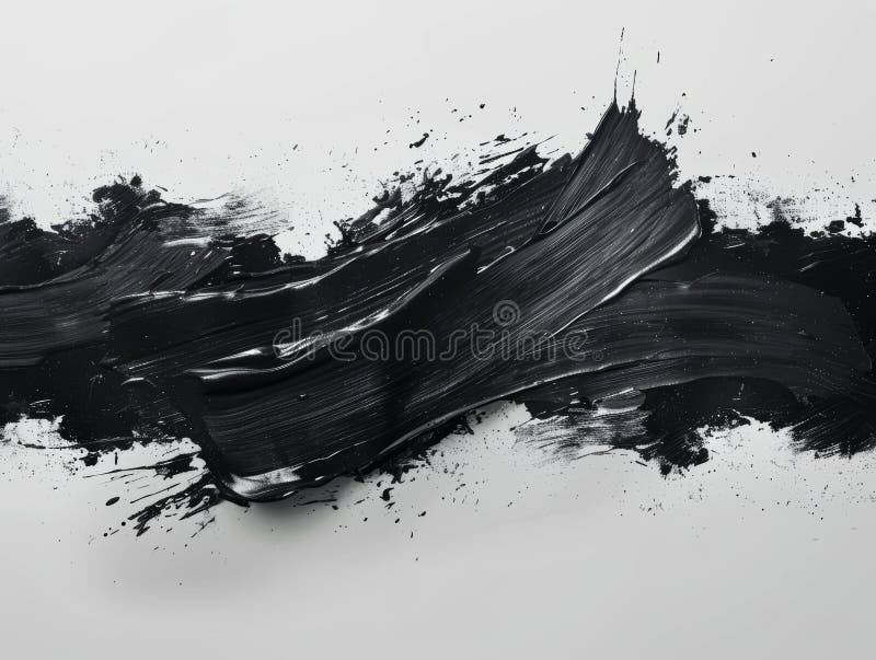 Abstract Black Brushstroke on White Canvas. Modern Artistic Background ...