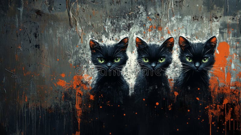 Abstract Black Cat Green Digital Art Piece Stock Photo - Image of ...