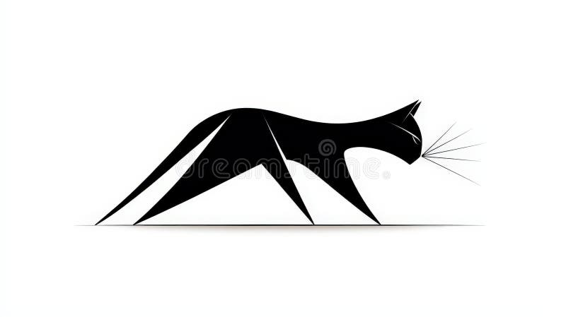 Abstract Black Cat Silhouette with Angular Shape and Emphasized ...