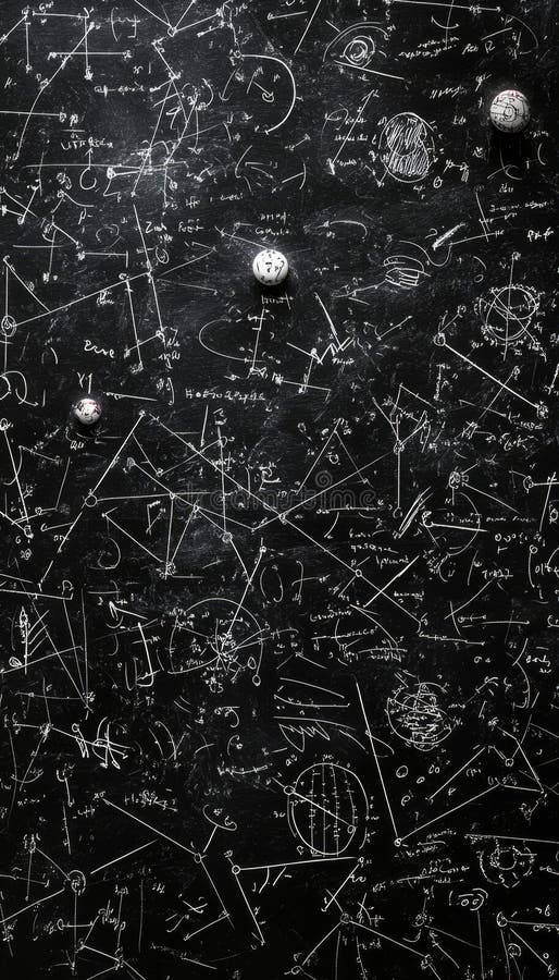 Abstract Black Chalkboard Background Messy Math Equations, Figures ...