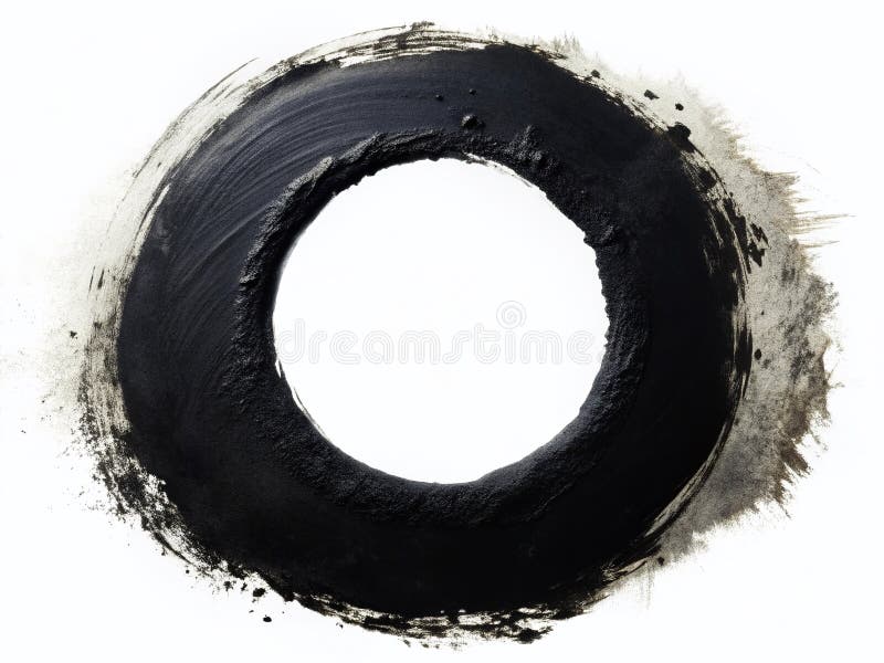 Abstract Black Circle Paint Splotch Texture Isolated on White ...