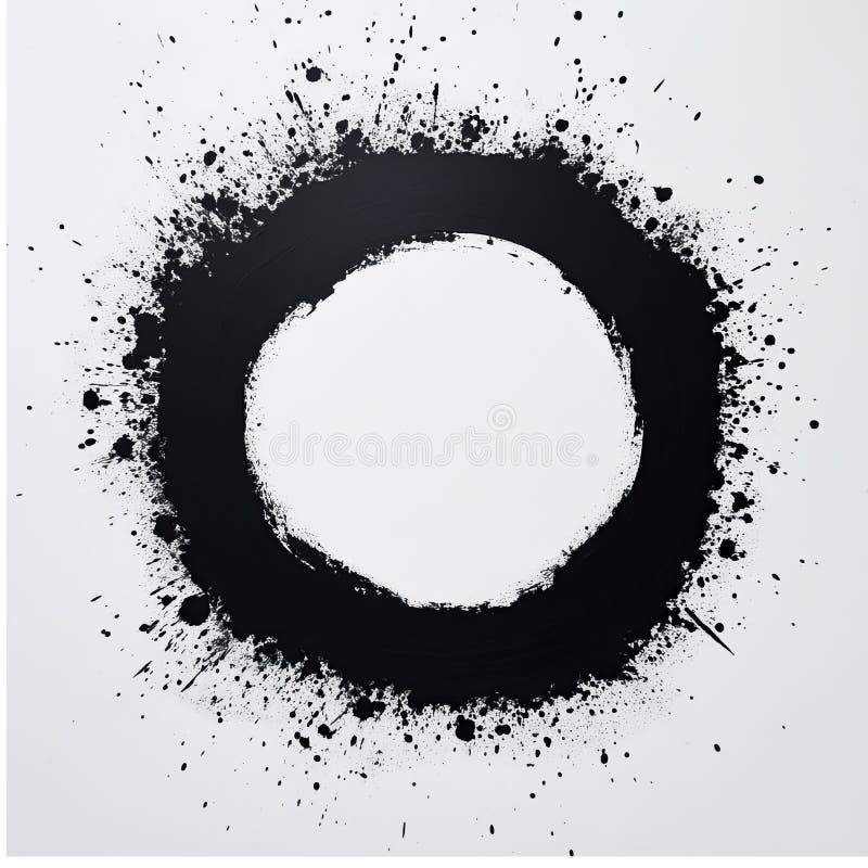 Abstract Black Circle with Splatter Effect on Dark Background Stock ...