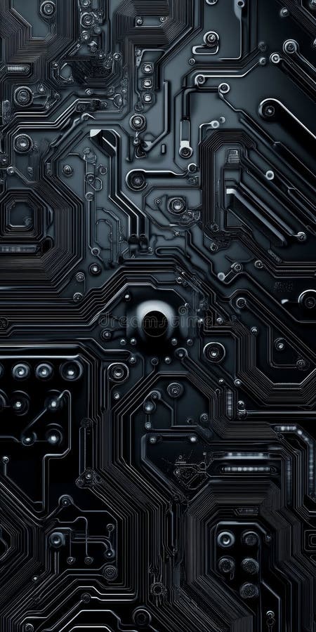 Abstract Black Circuit Board Design with Intricate Patterns and Details ...