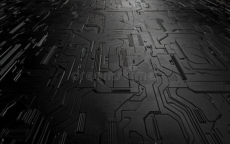 Abstract Black Circuit Board Design with Intricate Patterns and ...