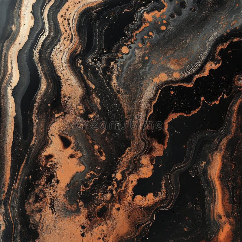 Abstract Black and Copper Swirl Pattern with Fluid Texture Stock Photo ...