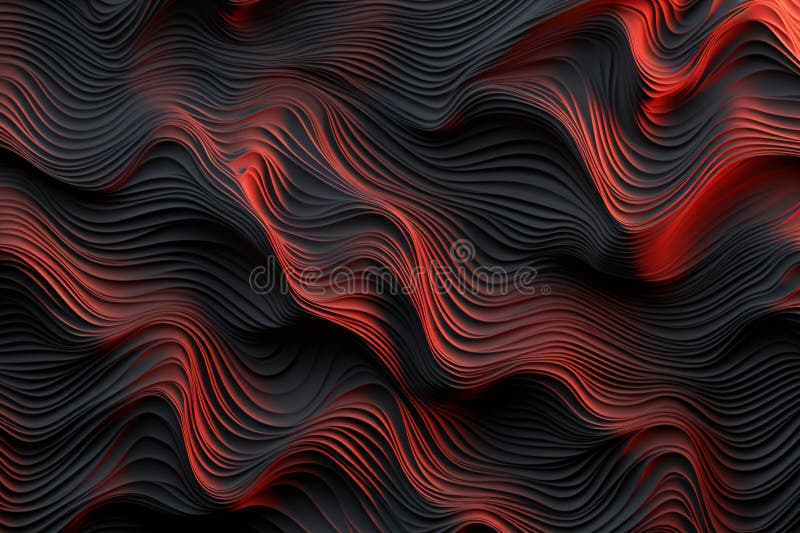 Abstract Black and Coral Wavy Background Pattern Stock Illustration ...