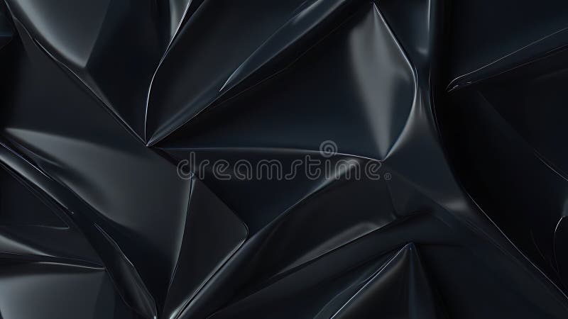 Abstract Black Crumpled Plastic Surface on Dark Background. Transparent ...